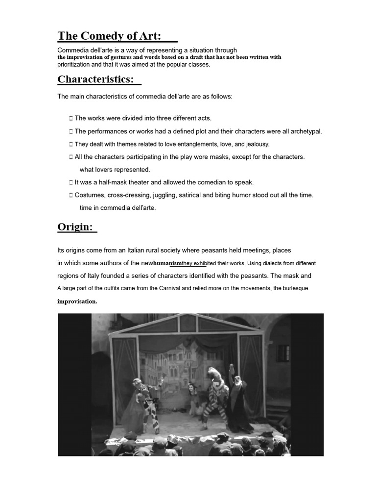 The Comedy of Art | PDF | Commedia Dell'arte | Entertainment