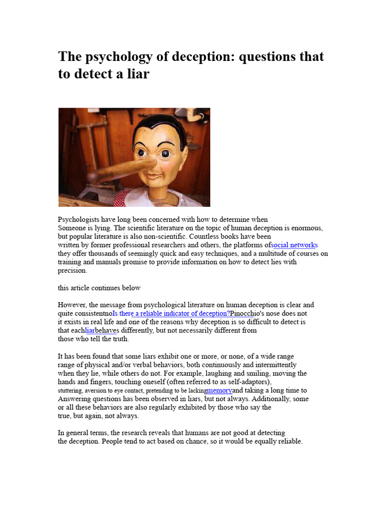 The Psychology of Deception | PDF | Lie | Deception