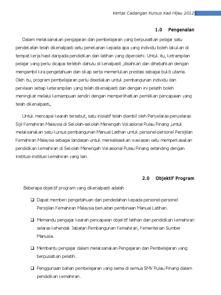 Kertas Kerja Kursus Pembangunan Bahan Pembelajaran SKM | PDF | Karier & Perkembangan