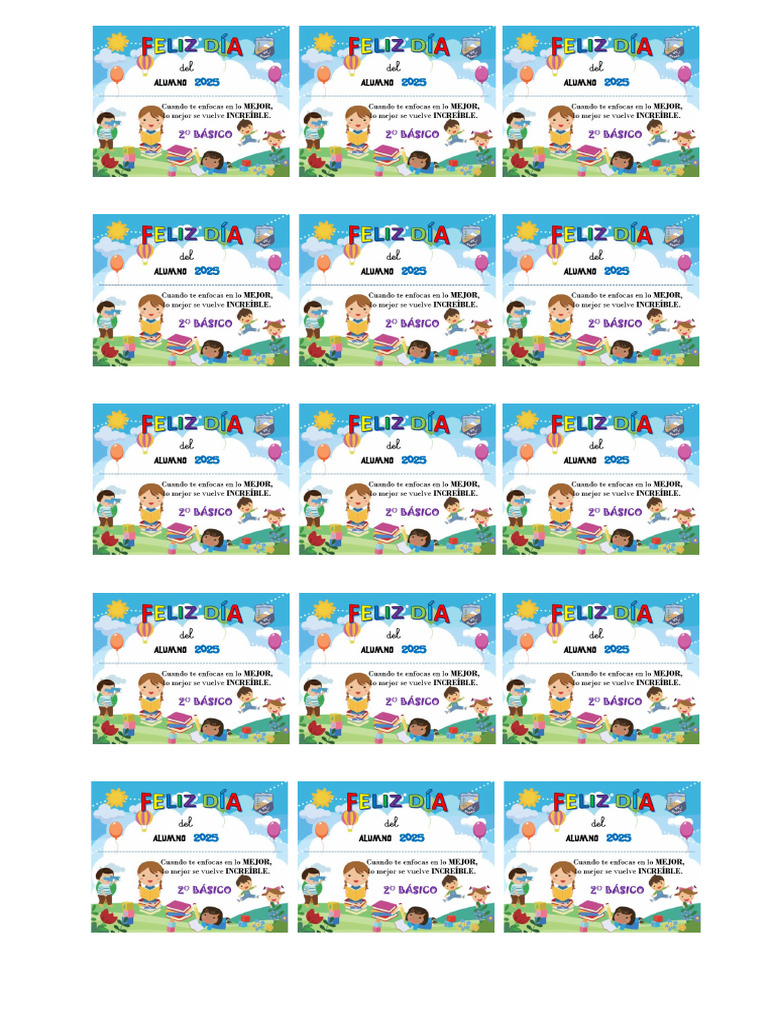 Tarjetas Día Del Estudiante | PDF
