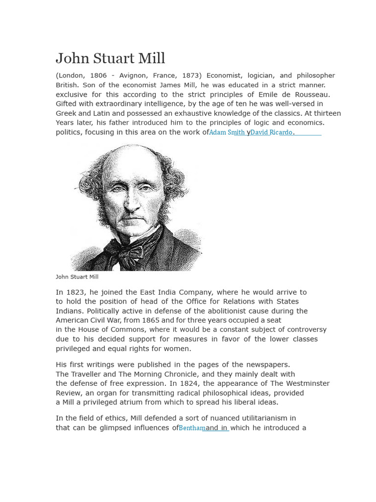Biography of John Will | PDF | John Stuart Mill | Liberal Arts Education