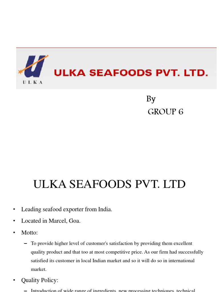 Ulka Sea Food | PDF | Fish | Effluent