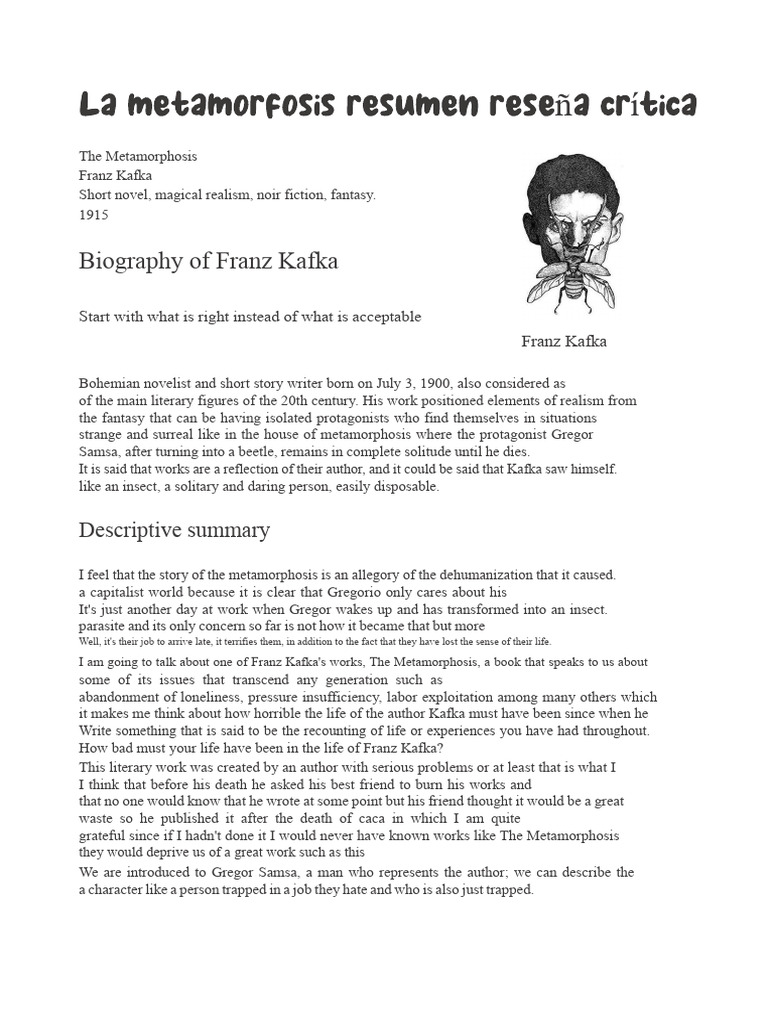 Kafka's Metamorphosis: A Dark Allegory | PDF | The Metamorphosis
