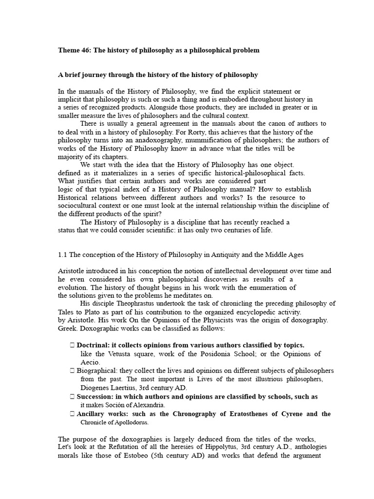 Theme 46. The History of Philosophy As A Philosophical Problem | PDF ...