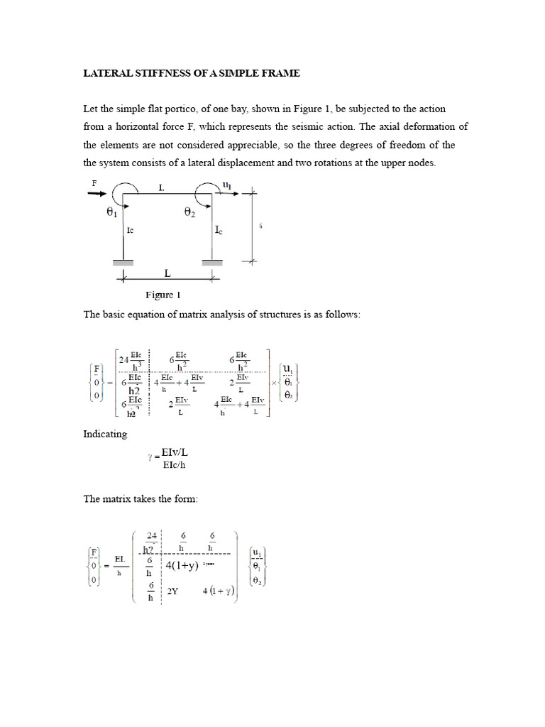 Lateral Rigidity of A Simple Frame | PDF