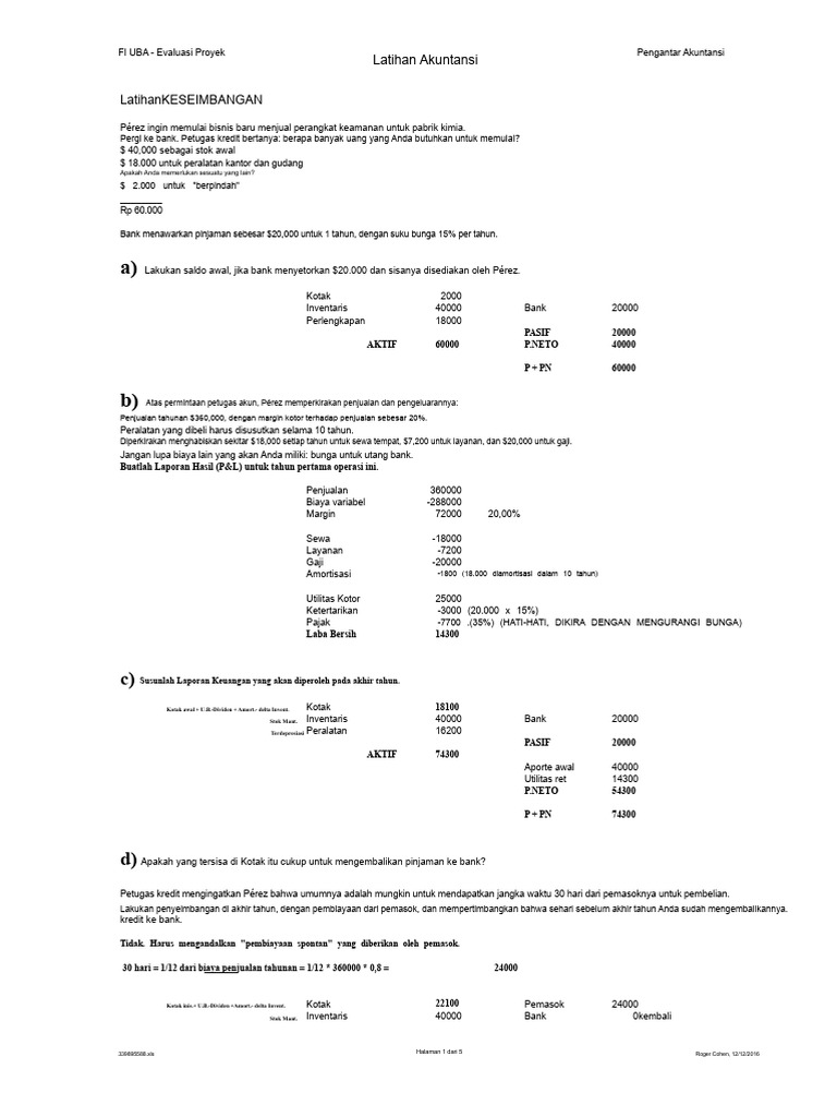 Akuntansi - Latihan Yang Diselesaikan | PDF