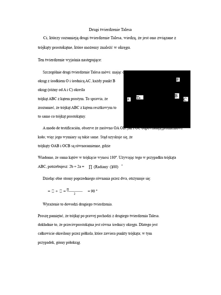 Drugie Twierdzenie Talesa | PDF