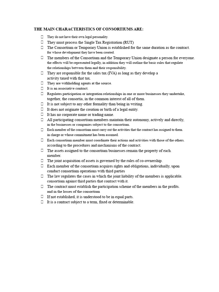 The Main Characteristics of Consortiums Are | PDF | Consortium ...
