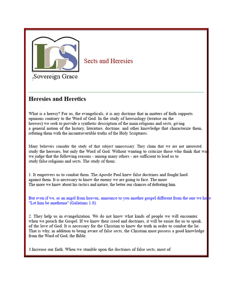Sects and Heresies | PDF | Deism | God