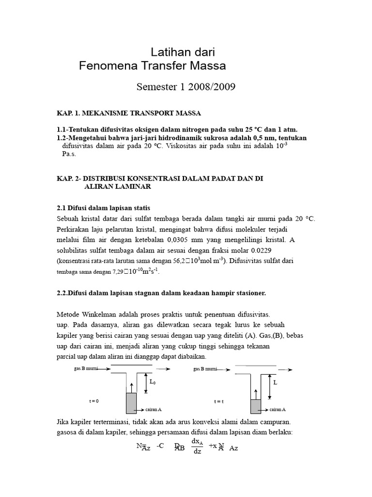 Latihan Fenomena Transfer Massa | PDF