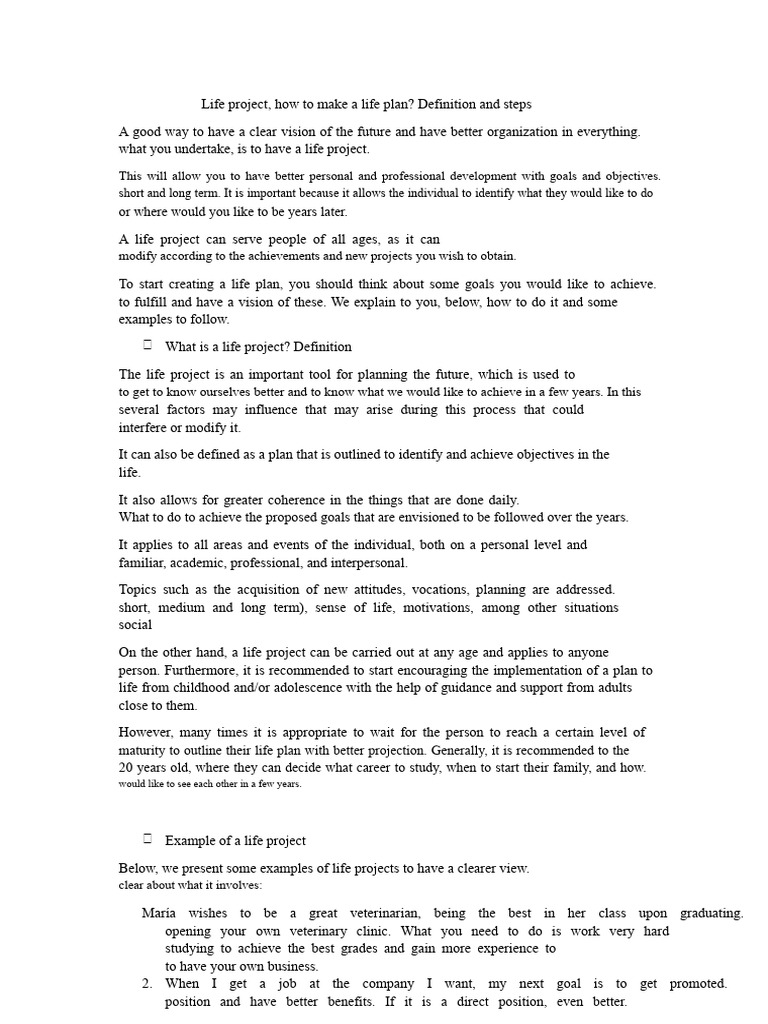 Life Project | PDF | Goal | Value (Ethics)