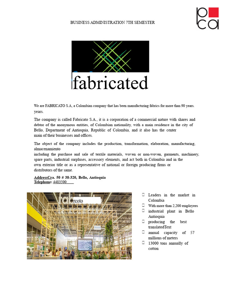Fabricato S.A.: Colombian Textile Leader | PDF | Textiles | Economies