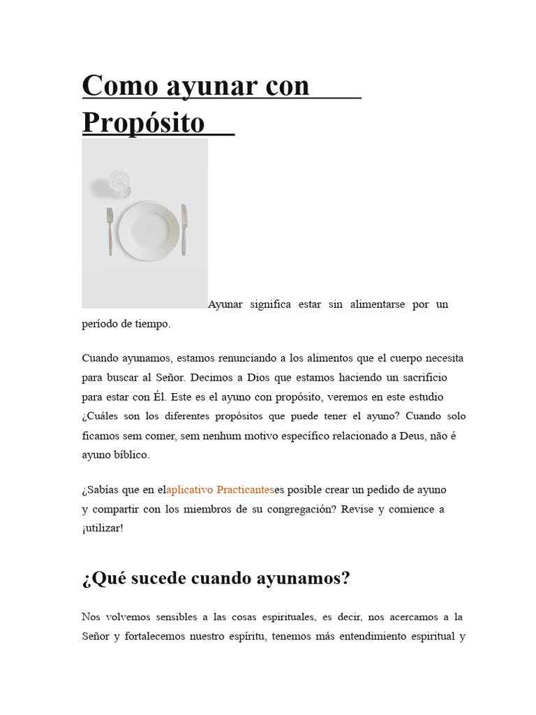 Cómo Ayunar Con Propósito | PDF | Rápido | Oración