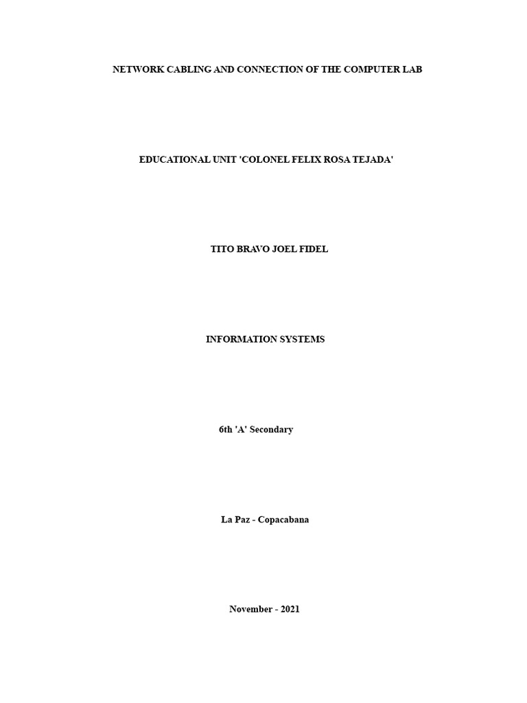 Network Cabling for Computer Lab LAN | PDF | Computer Network | Local ...