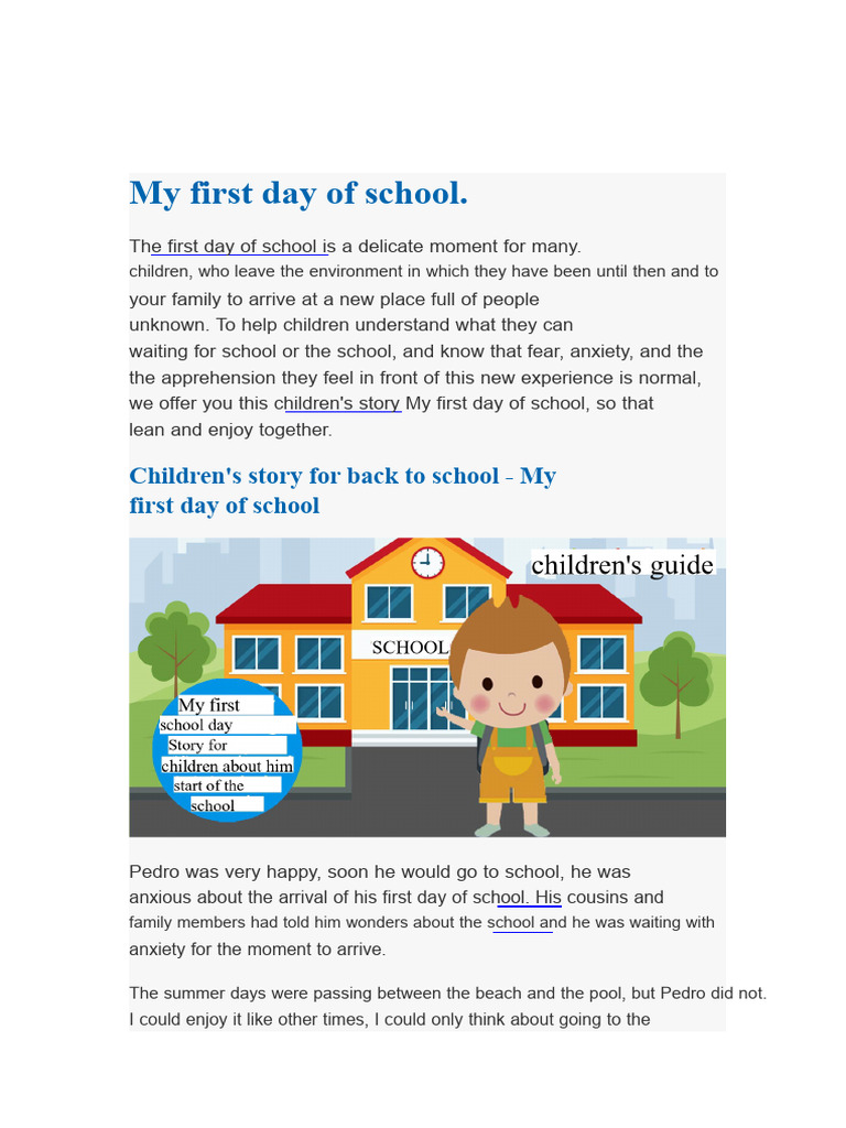 My First Day of School | PDF