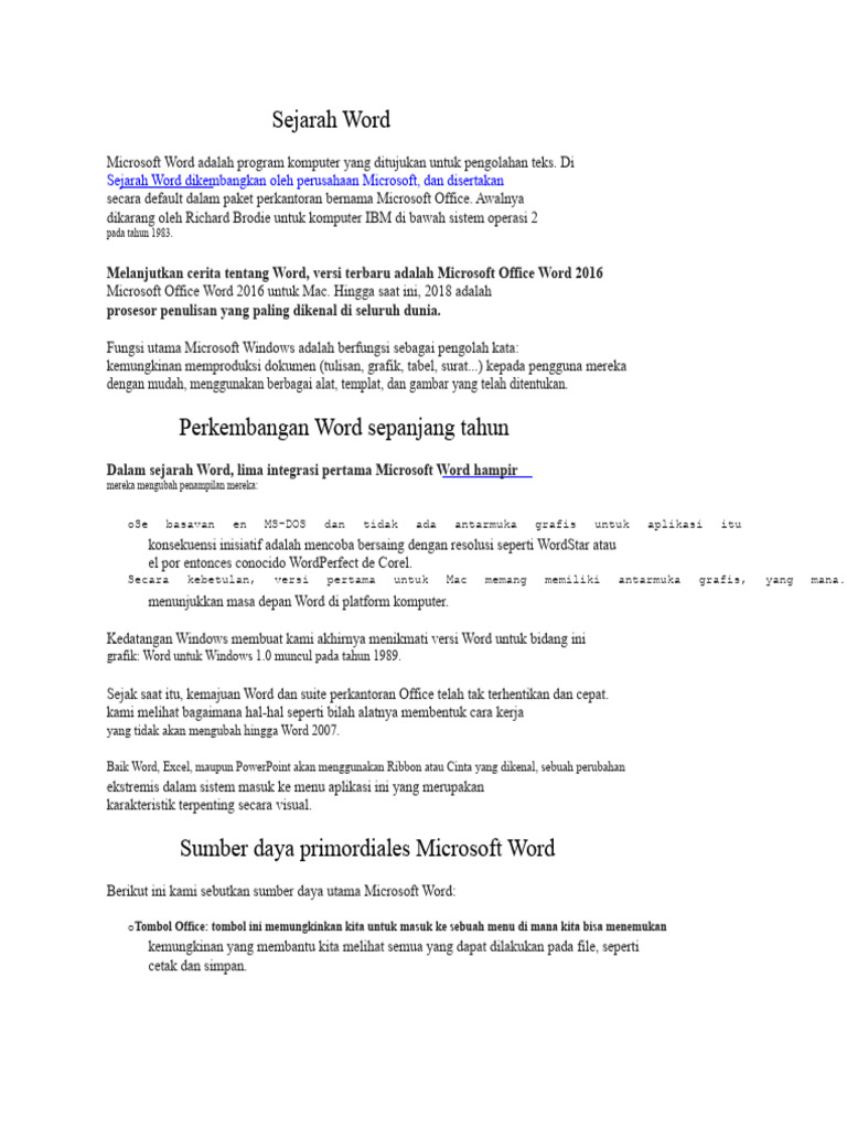 Sejarah dan Fitur Microsoft Word | PDF