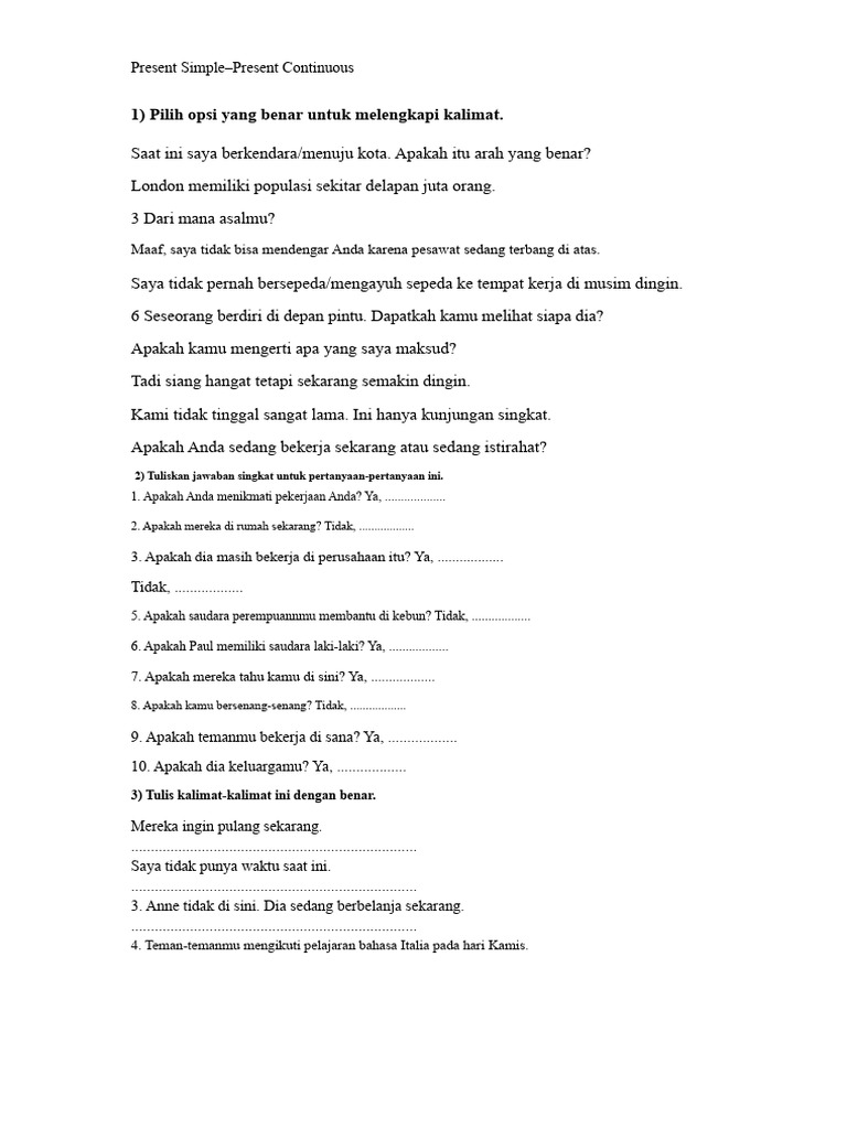 #Present Simple Vs Present Continuous | PDF