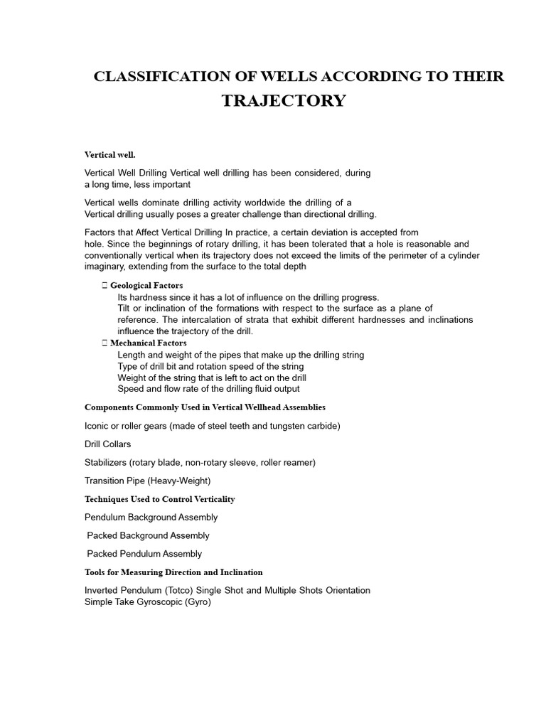 Classification of Wells According To Their Trajectory | PDF | Oil Well ...