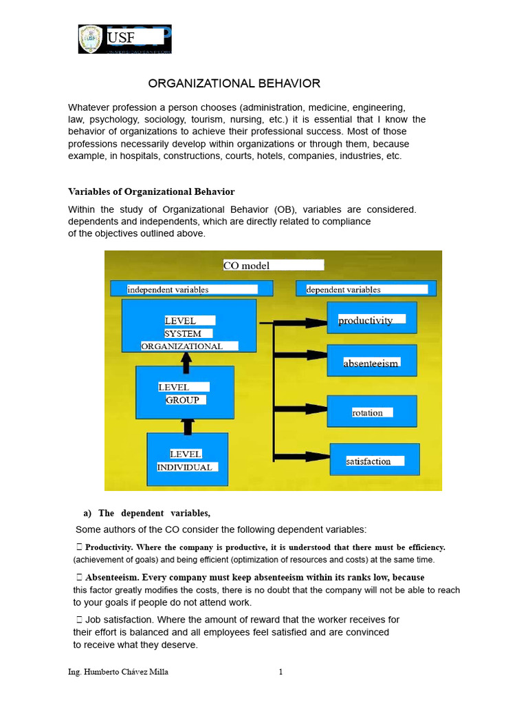 Variables of Organizational Behavior | PDF | Attitude (Psychology ...