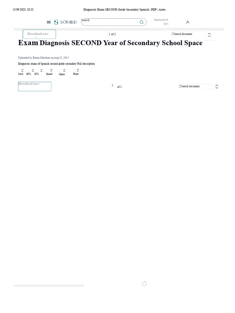Diagnostic Exam SECOND Grade Secondary Spanish - PDF - Aztec | PDF