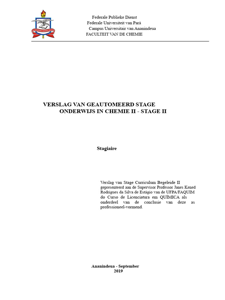 Verslag Van de Superviseerde Stage in de Chemie Ii | PDF