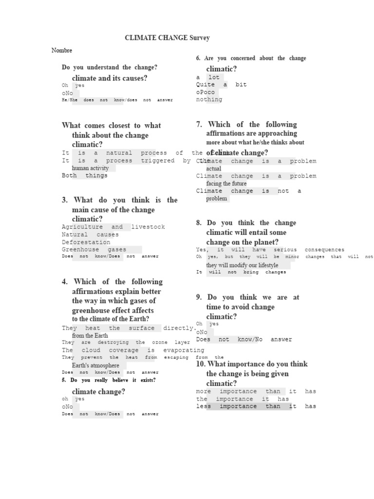 Greenhouse Effect Survey | PDF | Climate Change | Greenhouse Effect