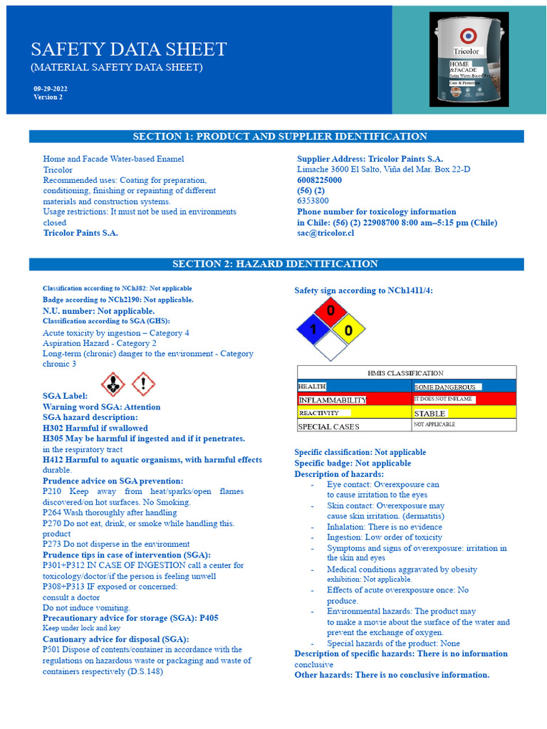 HDS Home and Facade Enamel | PDF | Dangerous Goods | Safety