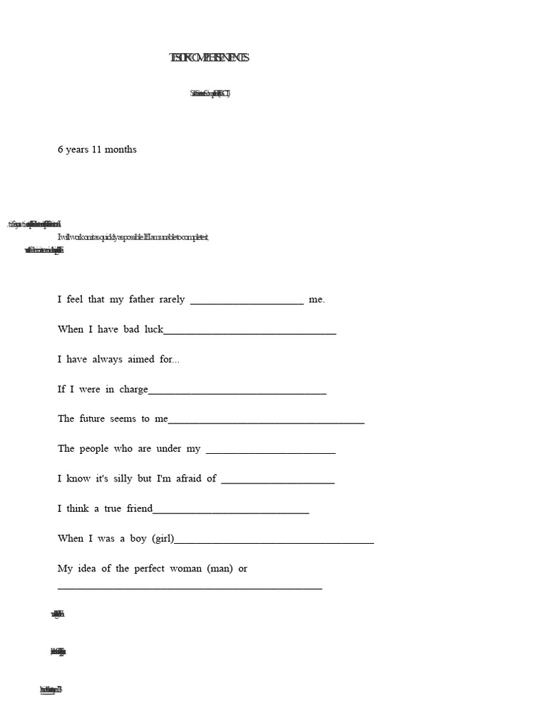 Sacks' Incomplete Sentences Test | PDF