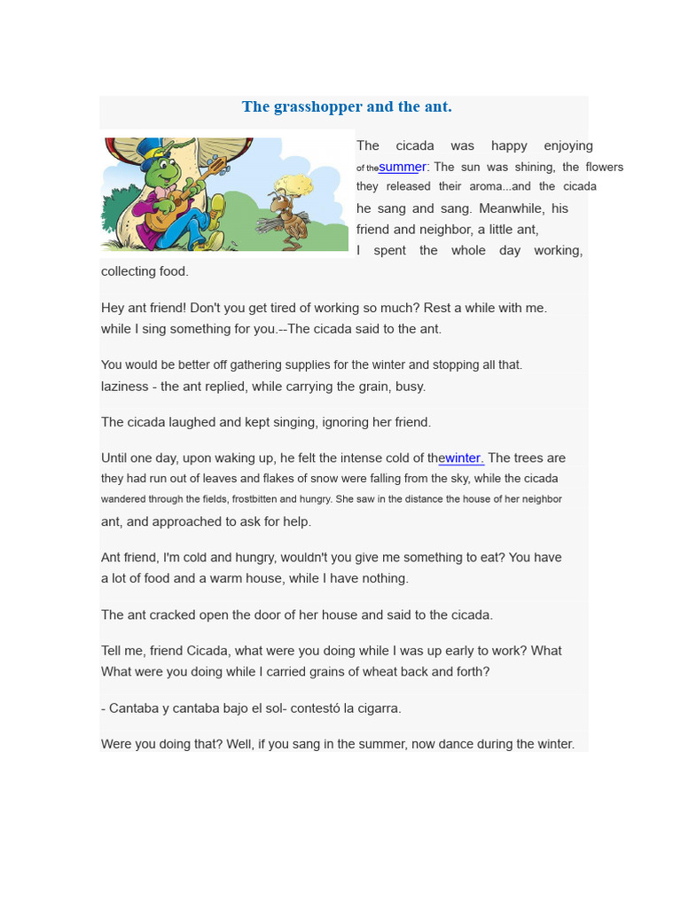 The Grasshopper and The Ant | PDF