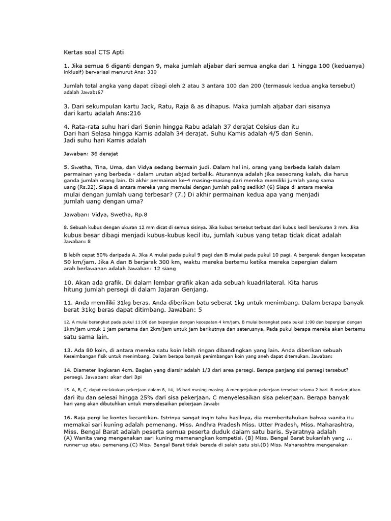 Kertas Soal Aptitude CTS | PDF