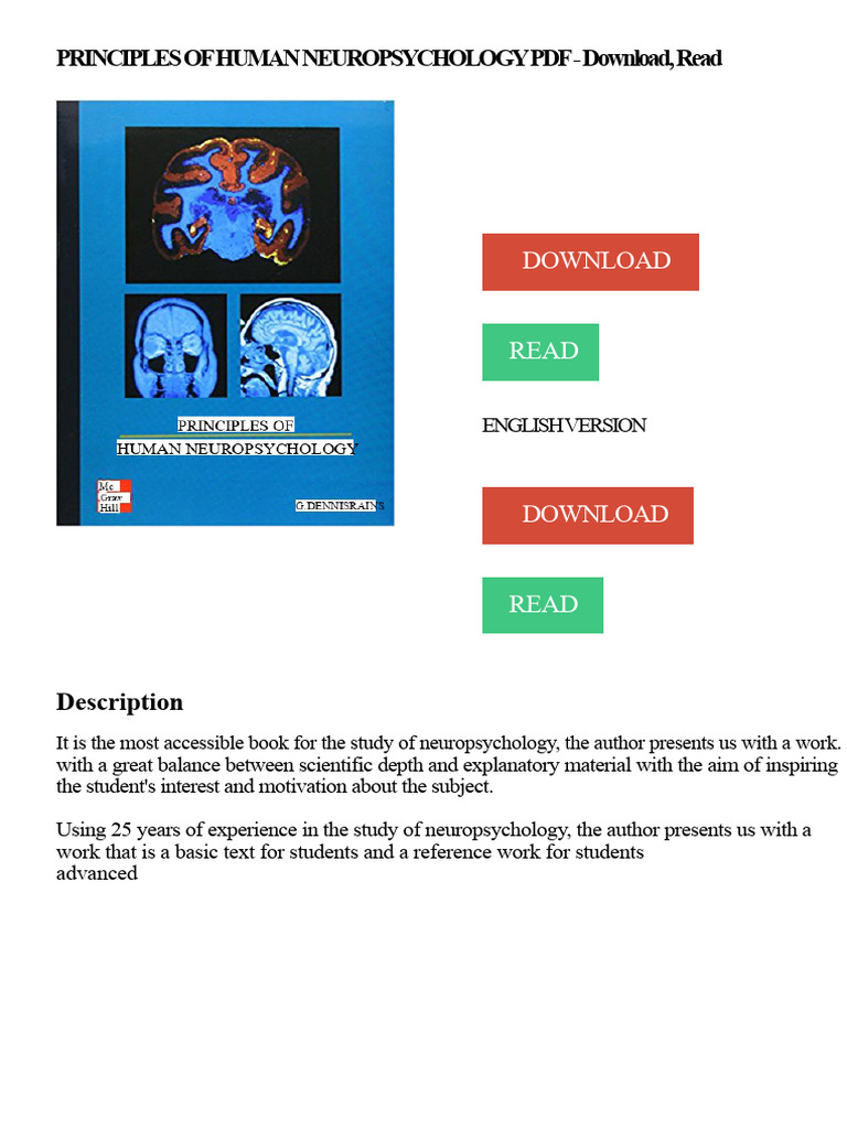 Principles of Human Neuropsychology PDF | PDF | Neuropsychology ...