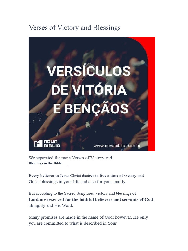 Verses of Victory and Blessings | PDF | Blessing | Bible