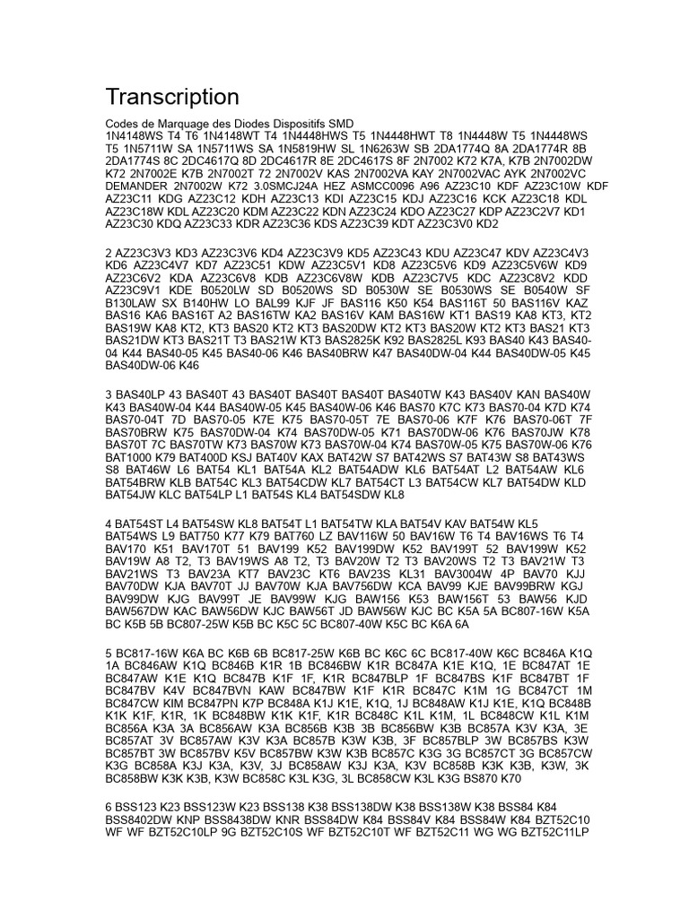 Codes de Diodes SMD | PDF