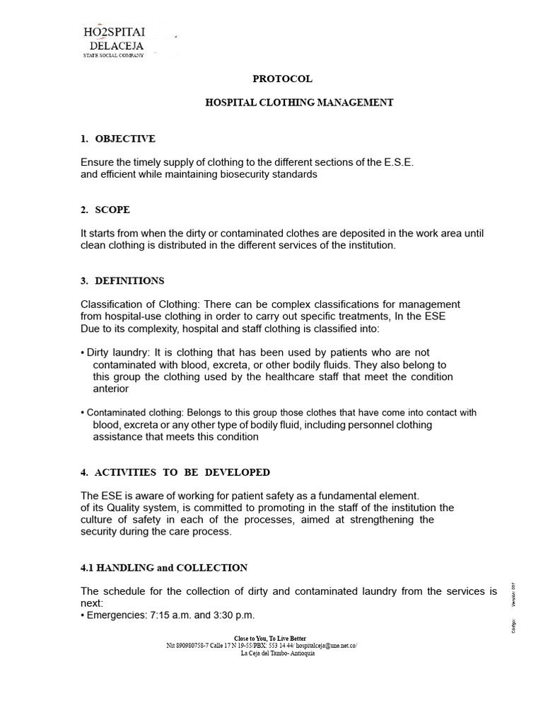 Hospital Clothing Management Protocol | PDF | Laundry