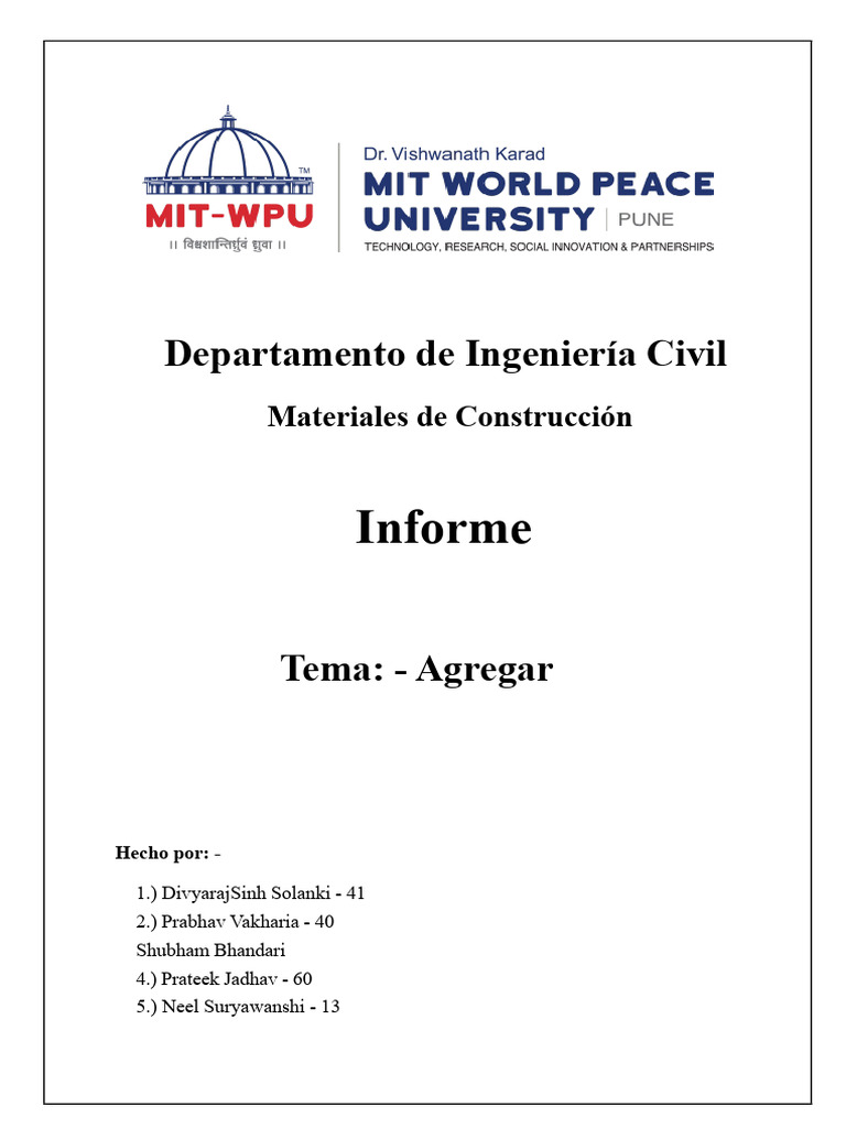 Informe Sobre Agregados | PDF | Hormigón | Grava