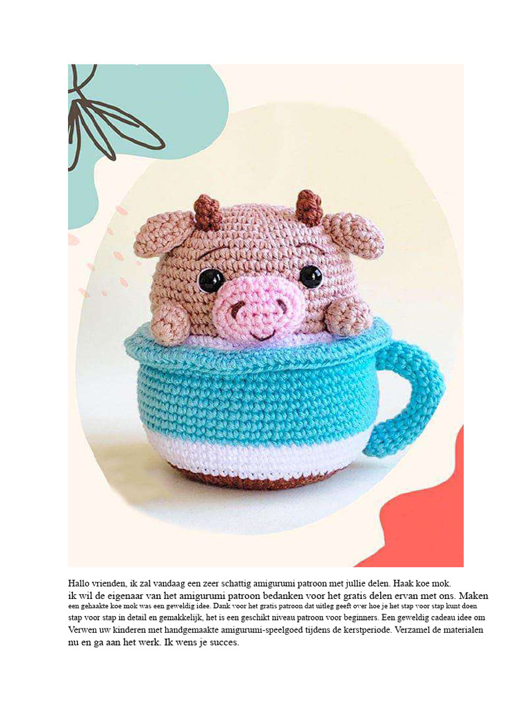 Kleine Haak Koe Mok Amigurumi Vrij Patroon | PDF