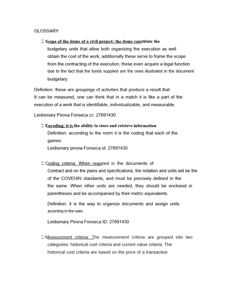 Scope of The Items in A Civil Project | PDF | Historical Cost