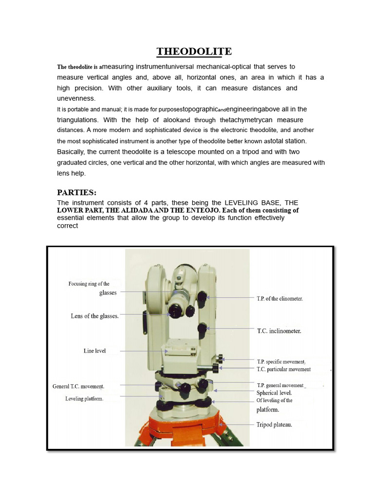 Theodolite: Precision Measuring Tool | PDF | Surveying | Rotation