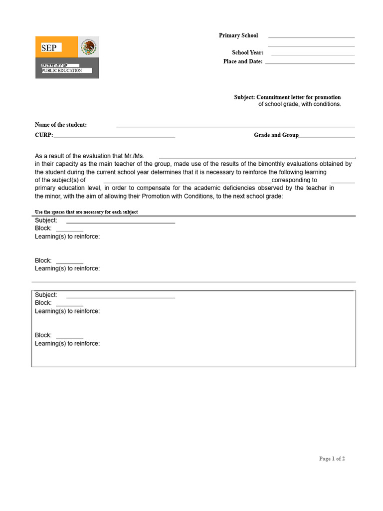Conditional Promotion Commitment Letter | PDF
