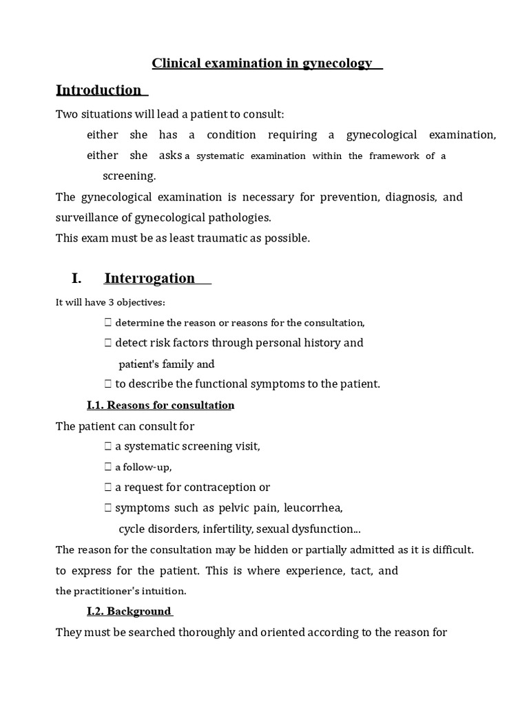 Gynecological Examination Guide | PDF | Vagina | Gynaecology
