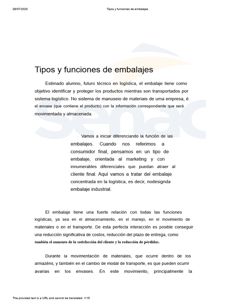 Tipos y Funciones de Envases | PDF | Logística | Paleta