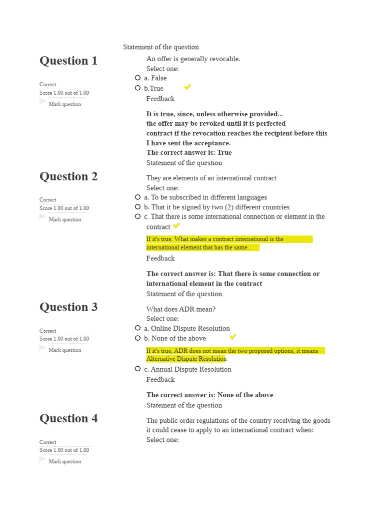 Evaluation Unit 1 Contracts | PDF | Alternative Dispute Resolution