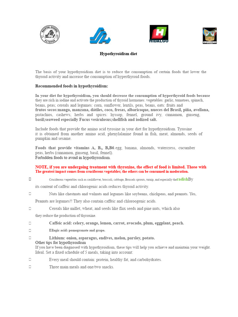Hypothyroidism Diet Guidelines PDF | PDF | Foods | Hypothyroidism