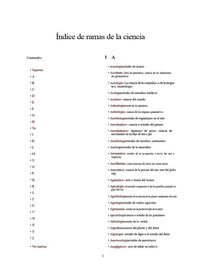 Índice de Ramas de La Ciencia - Pdfíndice de Ramas de La Ciencia | PDF ...