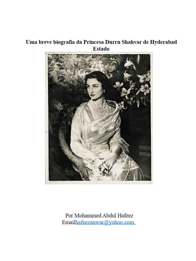 Uma Breve Biografia Da Princesa Durru Shahvar Do Estado de Hyderabad ...