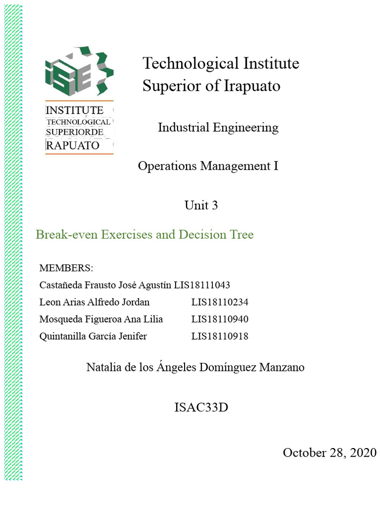 Exercises Break Even Point and Decision Tree Complete 1 | PDF | Demand ...