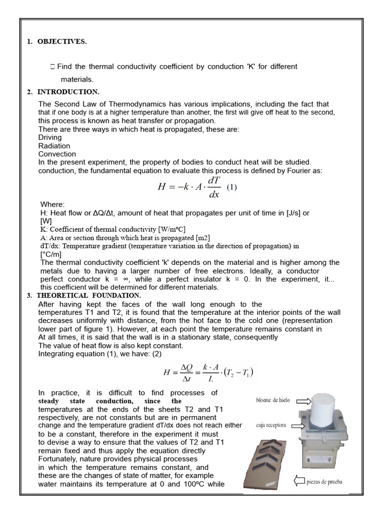 Thermal Conductivity Coefficient Report | PDF | Heat Transfer | Thermal ...