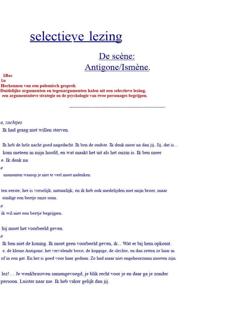 Antigone Ismene Lezing | PDF