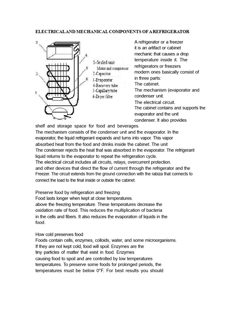 Electrical and Mechanical Components of A Refrigerator | PDF ...
