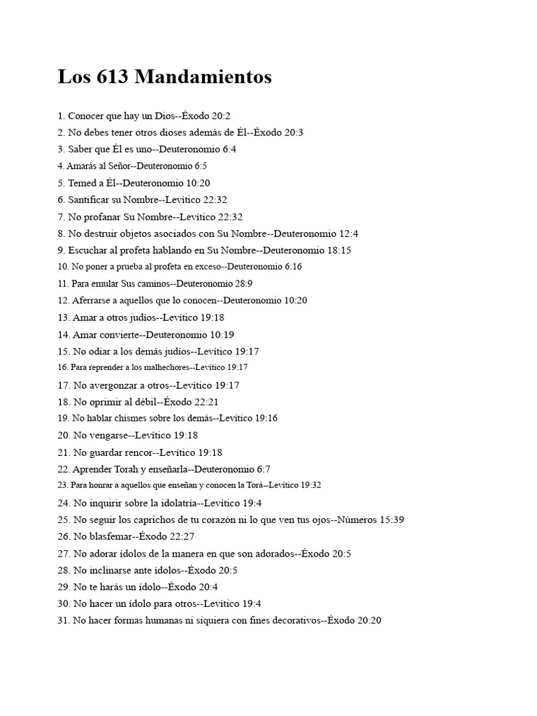 Los 613 Mandamientos | PDF | Mitzvá | Rosh Hashaná